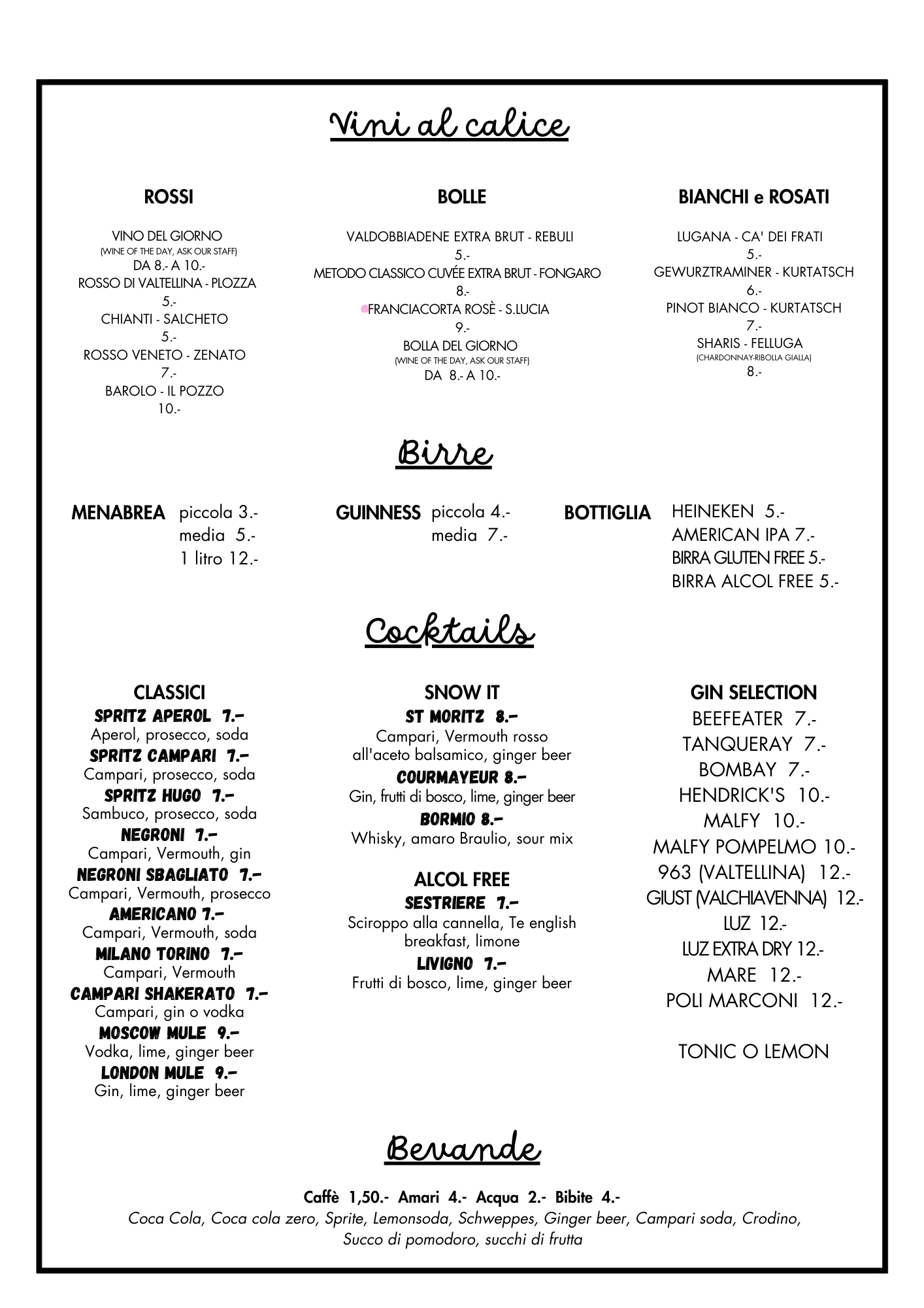 LISTA DRINK E VINI – mass wine bar